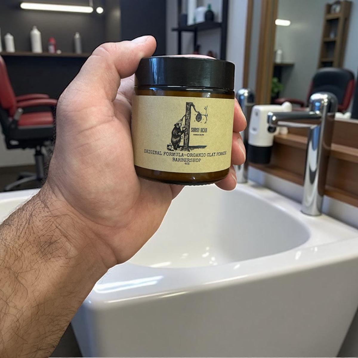New! Barbershop-Organic Clay Pomade – SUDSY BEAR SOAP COMPANY
